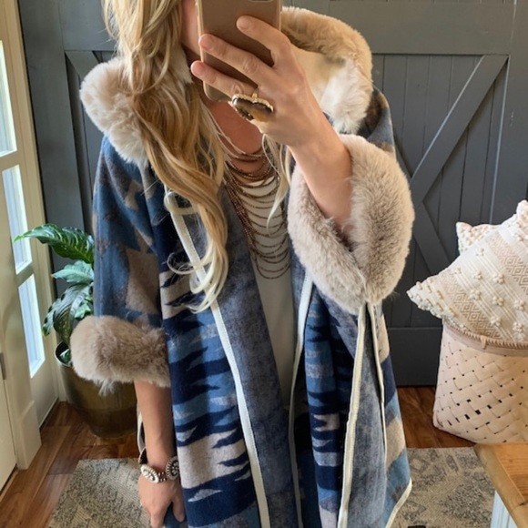 Shop_Fig | Jackets & Coats | New Montana Native Knit Faux Fur Hooded ...